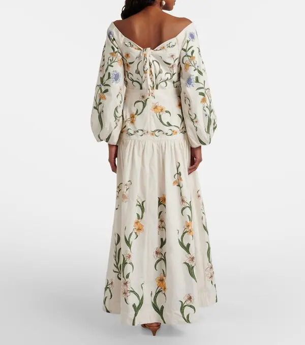 Agua Bendita Floral Cotton Maxi Dress