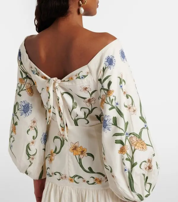 Agua Bendita Floral Cotton Maxi Dress