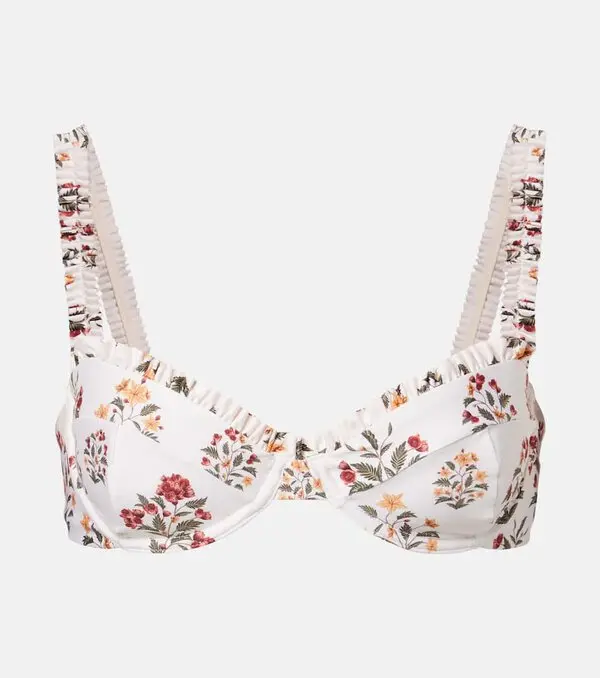 Agua Bendita Floral Underwire Bikini Top - White