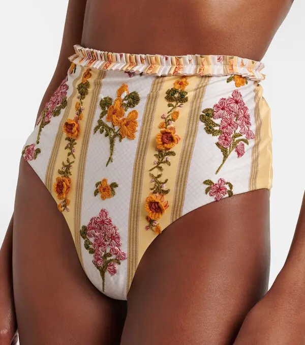 Agua Bendita Floral Embroidered Bikini Bottom