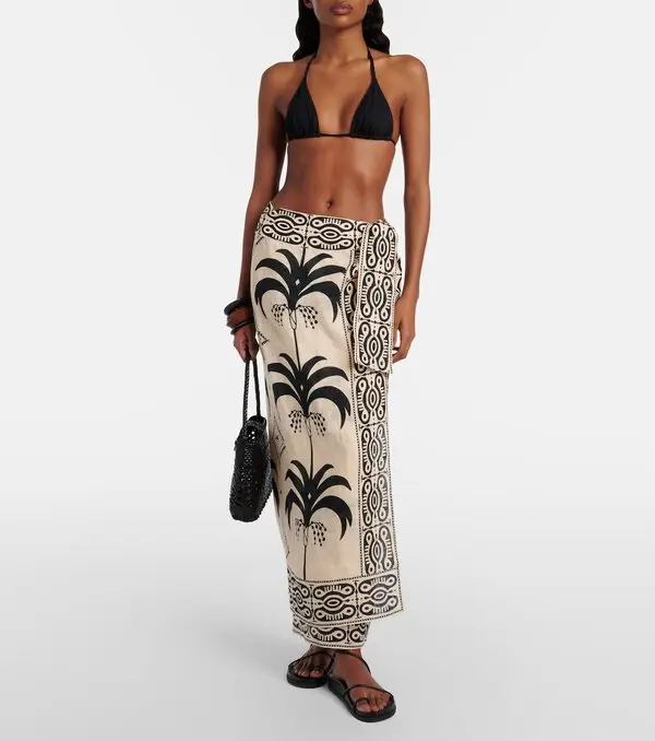 Johanna Ortiz Printed Linen Beach Cover-up - Beige