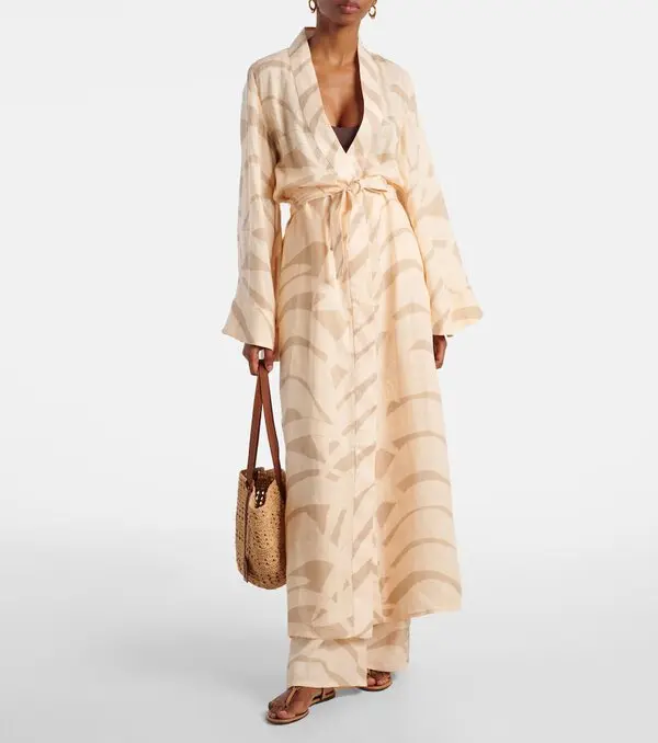 Johanna Ortiz Printed Linen Beach Cover-up