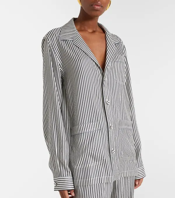 TOM FORD Striped Oversized Silk Shirt - Black