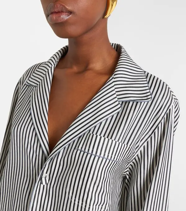 TOM FORD Striped Oversized Silk Shirt - Black