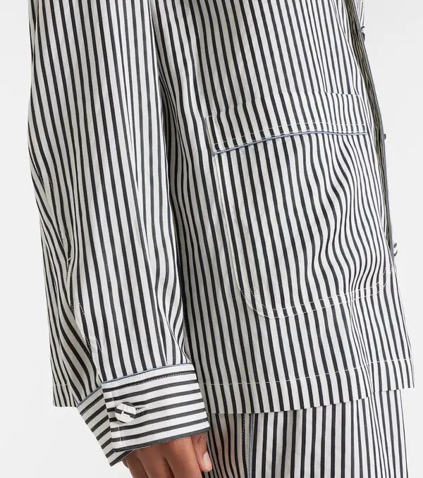 TOM FORD Striped Oversized Silk Shirt - Black