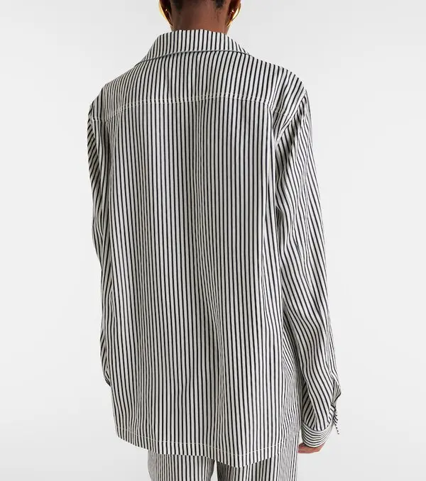 TOM FORD Striped Oversized Silk Shirt - Black