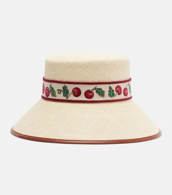 Valentino Garavani Cherryfic Straw Bucket Hat