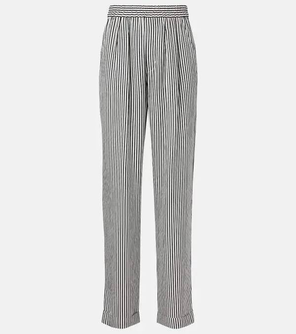 TOM FORD Striped Silk Straight Pants