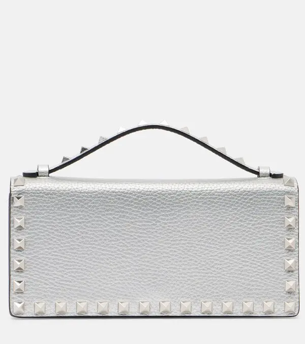 Valentino Garavani Rockstud Mini Leather Crossbody Bag - Silver