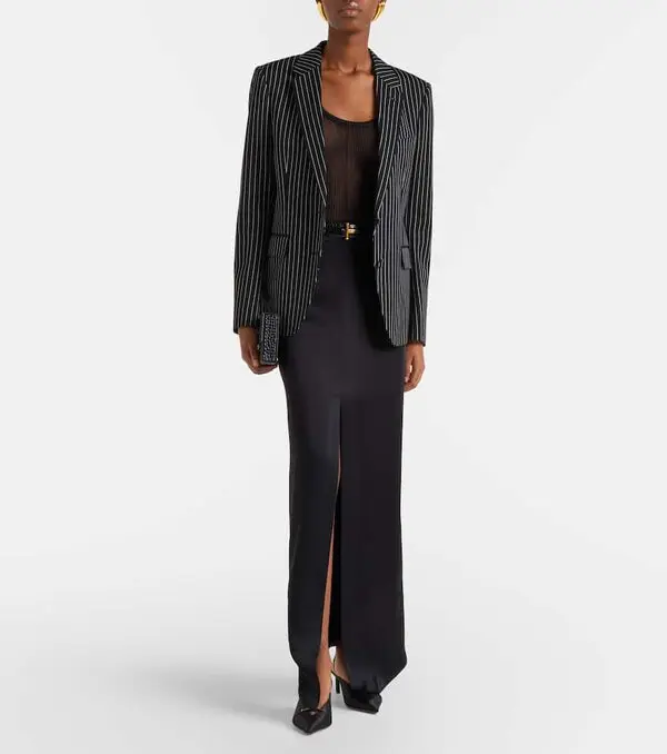 TOM FORD Pinstripe Wool And Cotton Blazer - Black