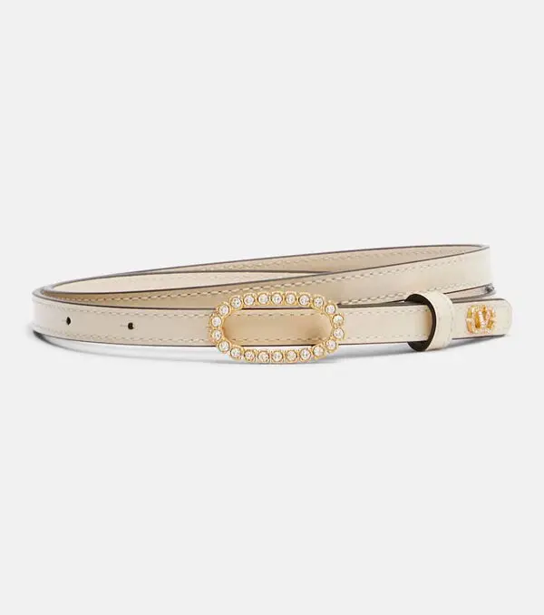 Valentino Garavani Embellished Leather Belt - White