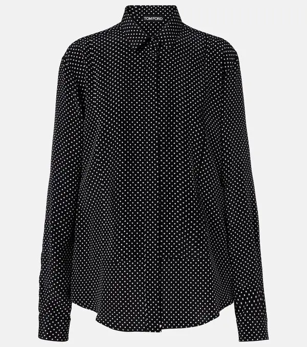 TOM FORD Polka-dot Silk Shirt - Black