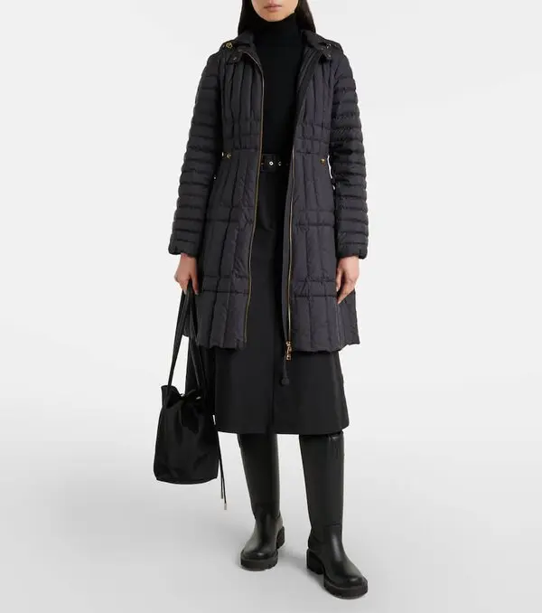 Moncler Menthe Long Quilted Down Coat