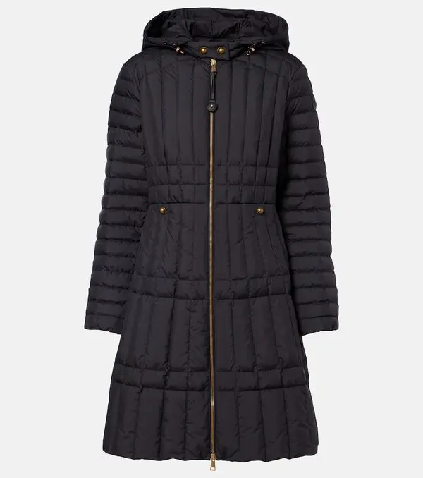 Moncler Menthe Long Quilted Down Coat - Black