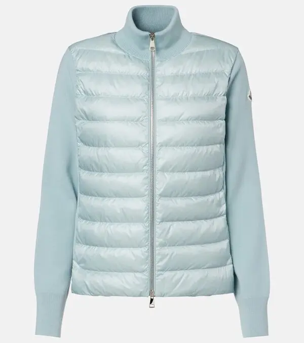 Moncler Down-paneled Virgin Wool Cardigan