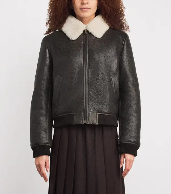 FRAME The Shrunken Bomber Jacket - Black