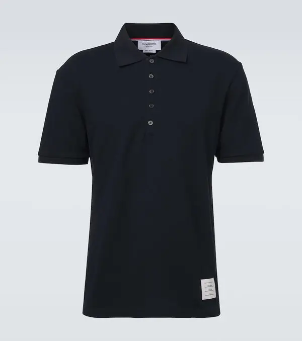 Thom Browne 4-bar Cotton Piqué Polo Shirt - Blue