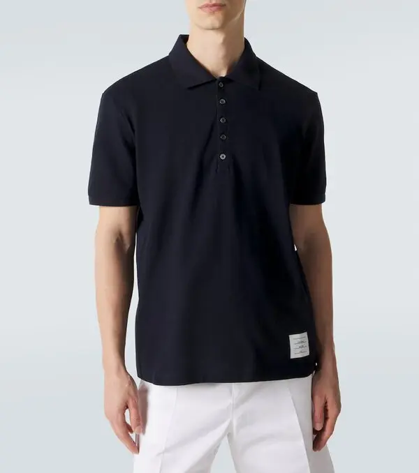 Thom Browne 4-bar Cotton Piqué Polo Shirt - Blue