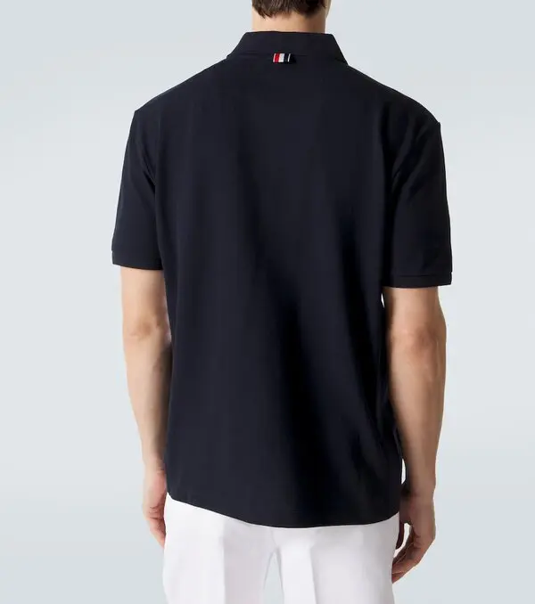 Thom Browne 4-bar Cotton Piqué Polo Shirt - Blue