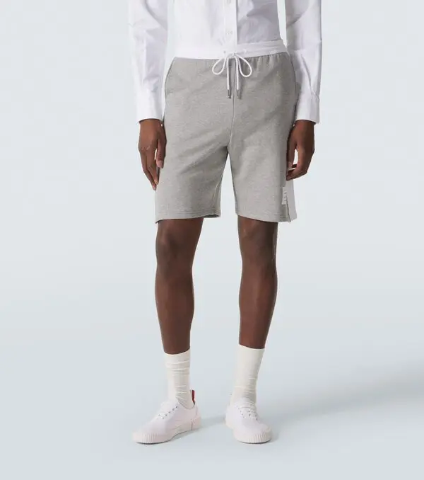 Thom Browne 4-bar Cotton Jersey Shorts - Grey