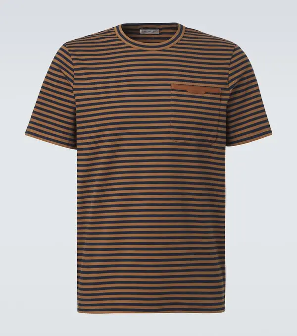 Moncler Striped Cotton-blend Jersey T-shirt - Brown