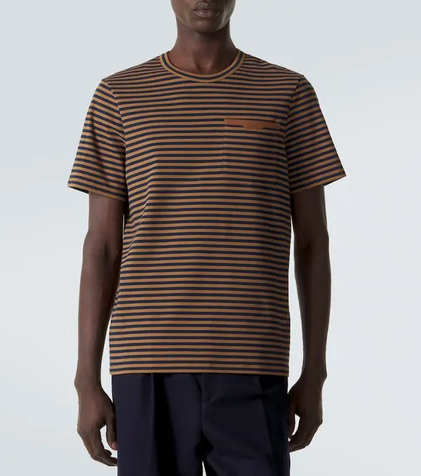 Moncler Striped Cotton-blend Jersey T-shirt