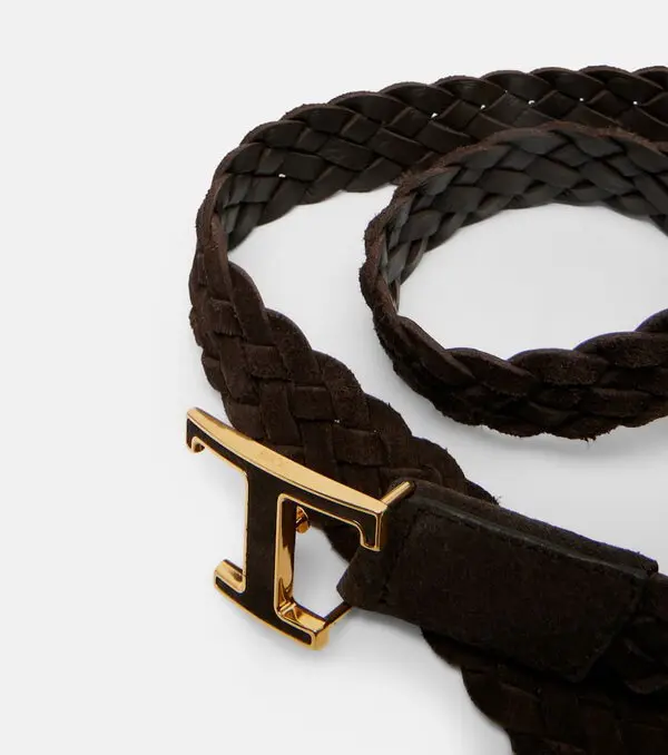 TOD'S T Timeless Braided Suede Belt