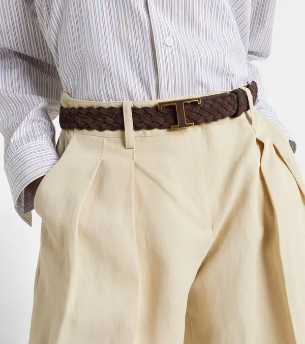TOD'S T Timeless Braided Suede Belt
