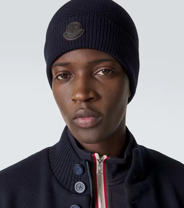 Moncler Logo Virgin Wool Beanie