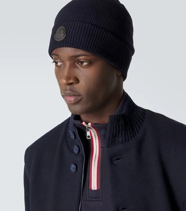 Moncler Logo Virgin Wool Beanie
