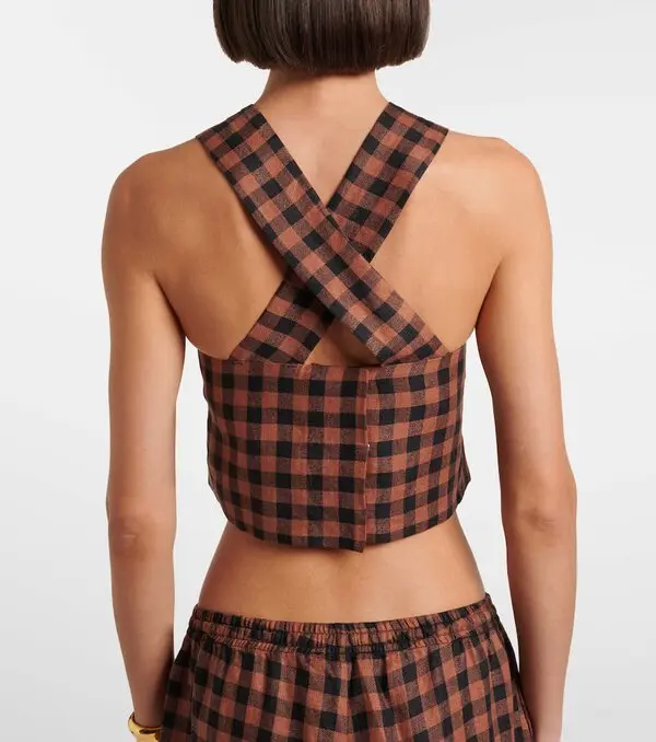 Asceno Checked Linen Top