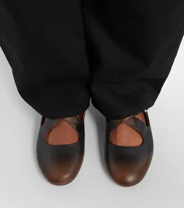 Alaïa Leather Ballet Flats - Brown