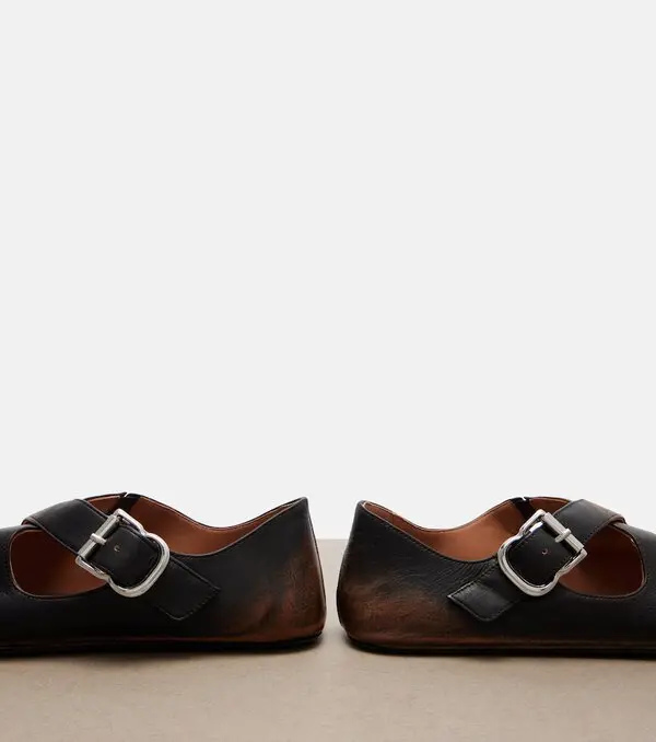 Alaïa Leather Ballet Flats - Brown