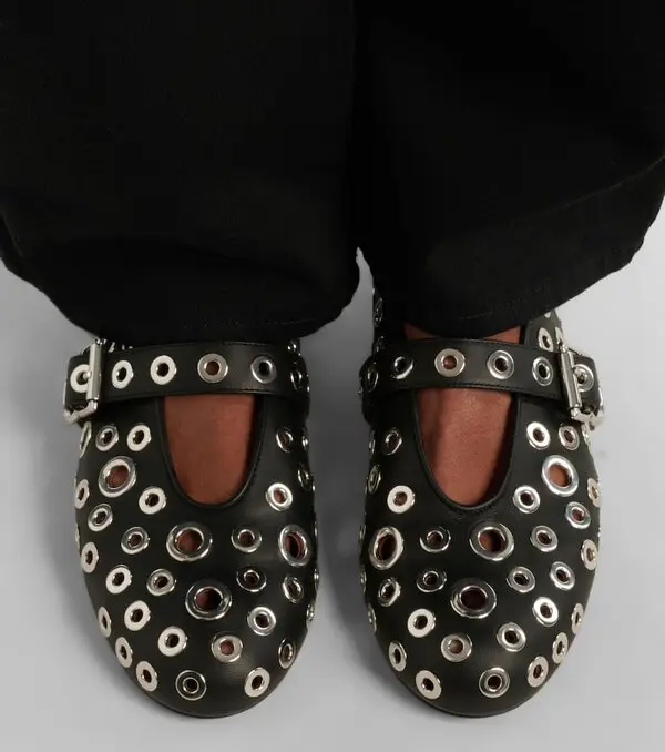 Alaïa Studded Leather Ballet Flats