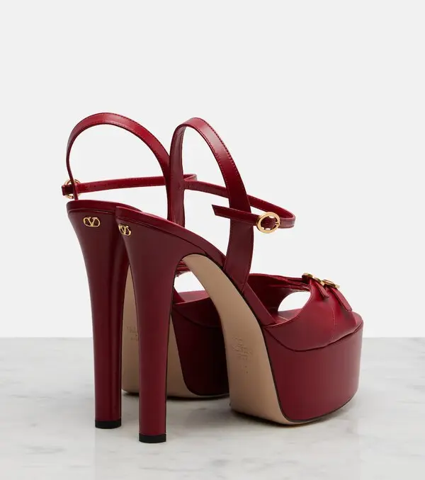 Valentino Garavani Crasher 145 Leather Platform Sandals - Red