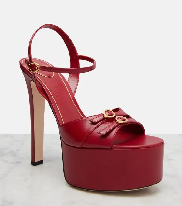 Valentino Garavani Crasher 145 Leather Platform Sandals - Red