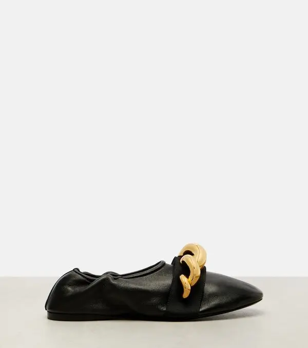 Alaïa Embellished Leather Ballet Flats