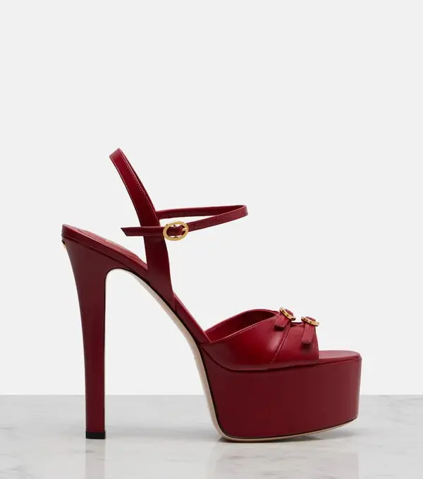 Valentino Garavani Crasher 145 Leather Platform Sandals - Red