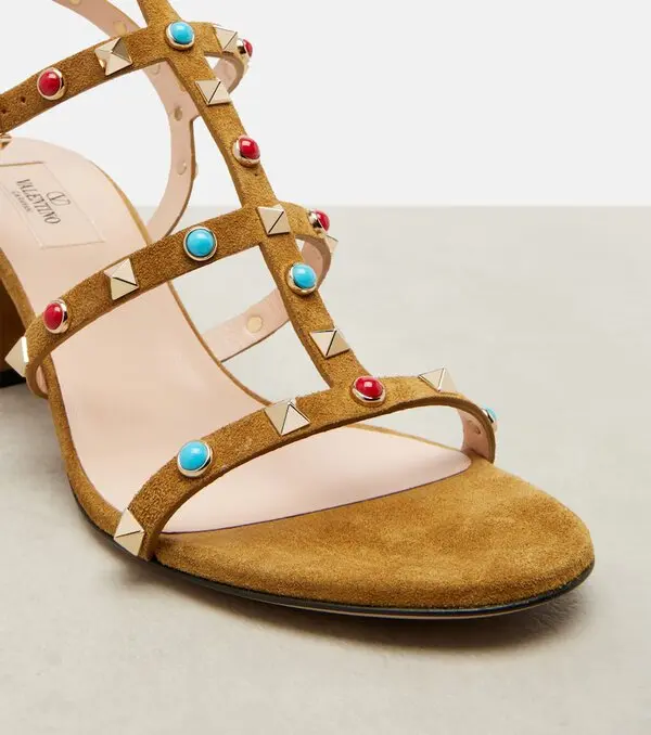 Valentino Garavani Rockstud Embellished Suede Sandals