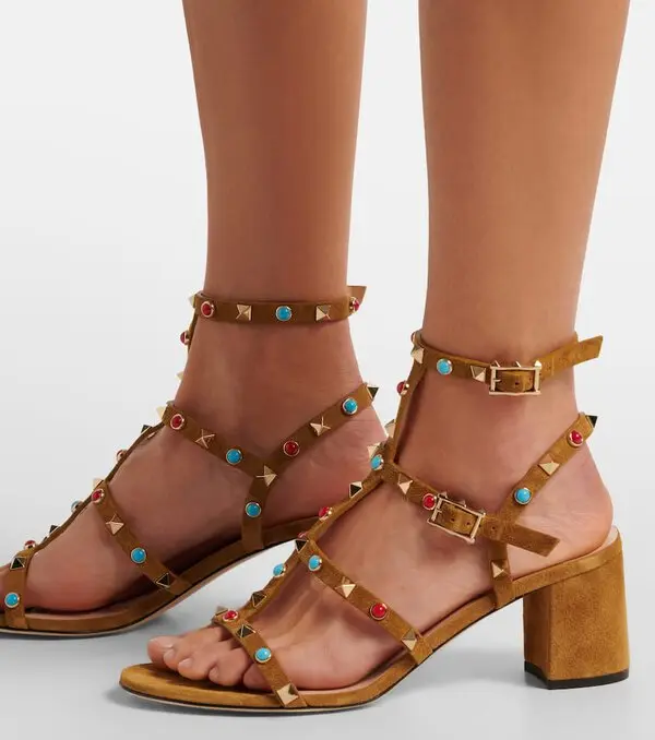 Valentino Garavani Rockstud Embellished Suede Sandals