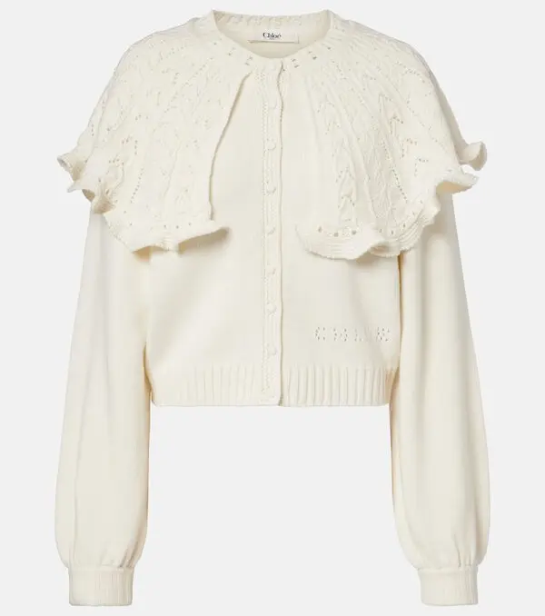Chloé Ruffled Wool And Cashmere Cardigan