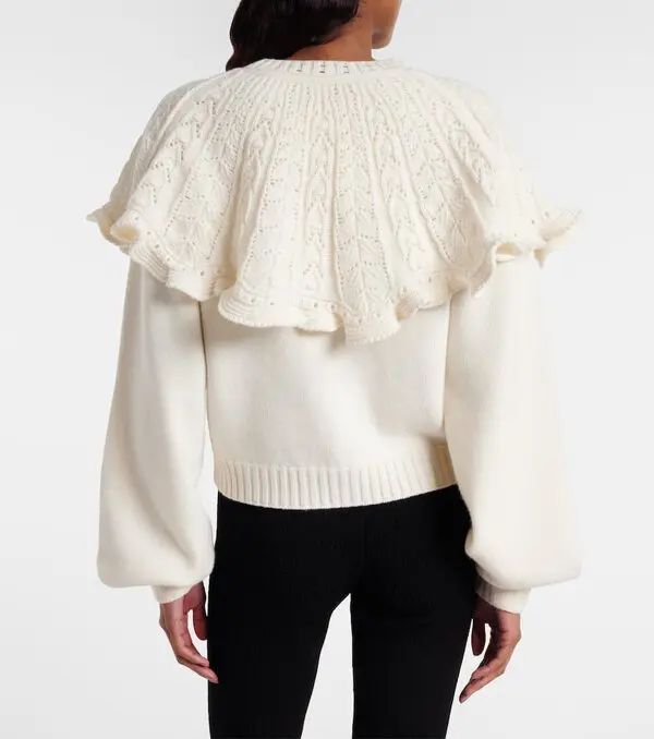 Chloé Ruffled Wool And Cashmere Cardigan