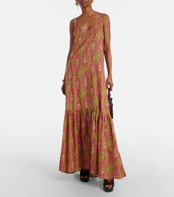Etro Printed Cotton Maxi Dress - Green