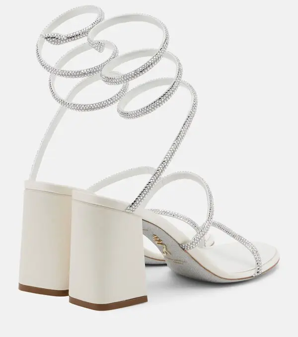 Rene Caovilla 80 Embellished Satin Sandals