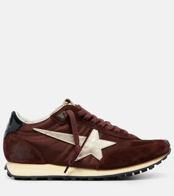 GOLDEN GOOSE Marathon Satin And Suede Sneakers - Brown