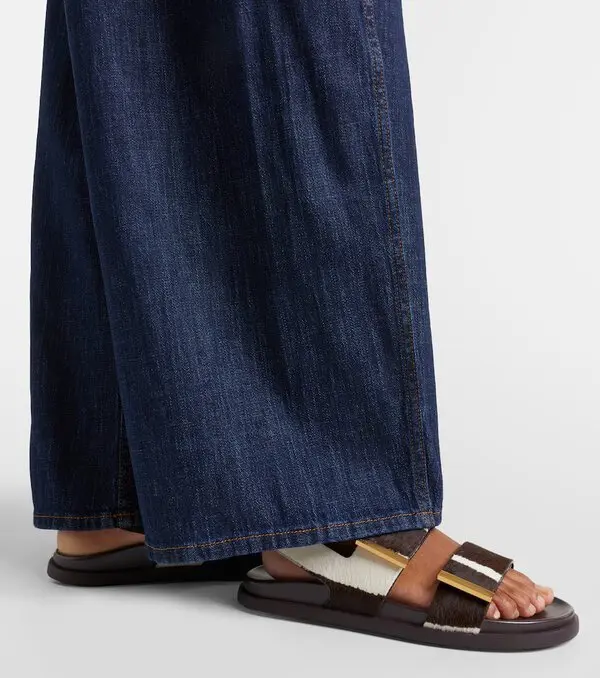 TOD'S Printed Calf Hair Sandals - Brown