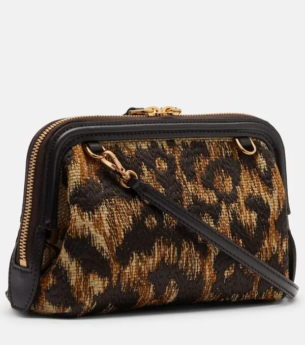Etro Leather-trimmed Raffia-effect Crossbody Bag