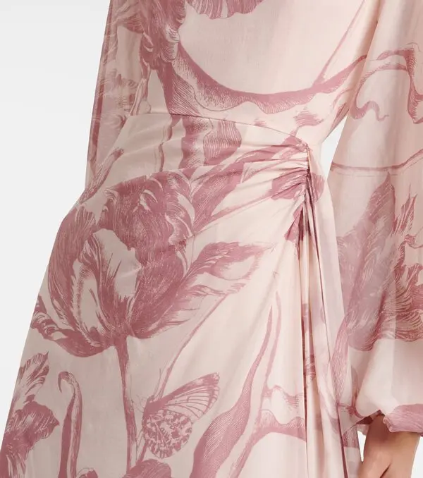 Erdem Floral Silk Voile Draped Gown - Pink