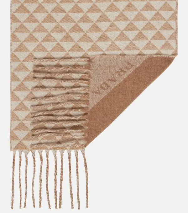 Prada Symbole Wool And Cashmere Scarf - Beige