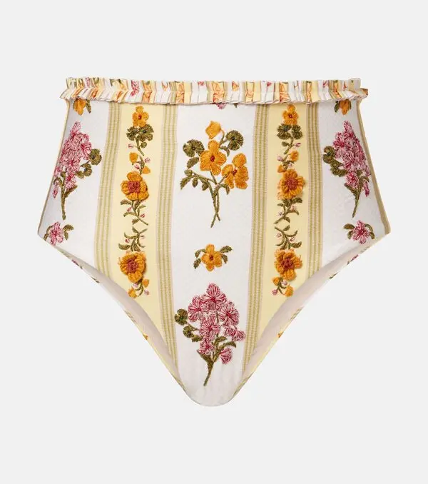 Agua Bendita Floral Embroidered Bikini Bottom - Multicoloured